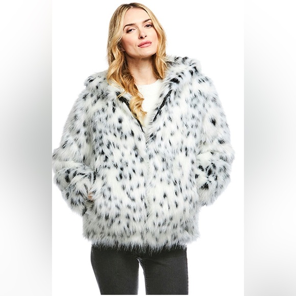 Jackets & Coats | Donna Slayer Faux Fur White Snow Leopard Jacket ...